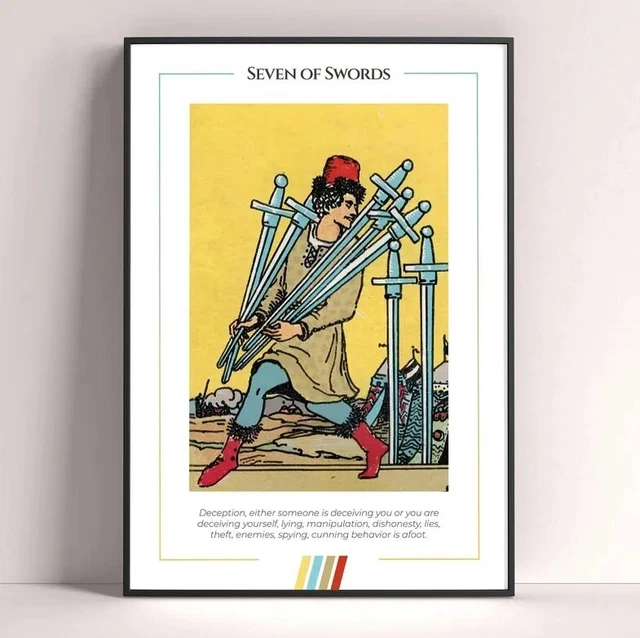 Kna Prints - Seven Of Swords Tarot Card Poster, Tarot Art Print, Tarot ...
