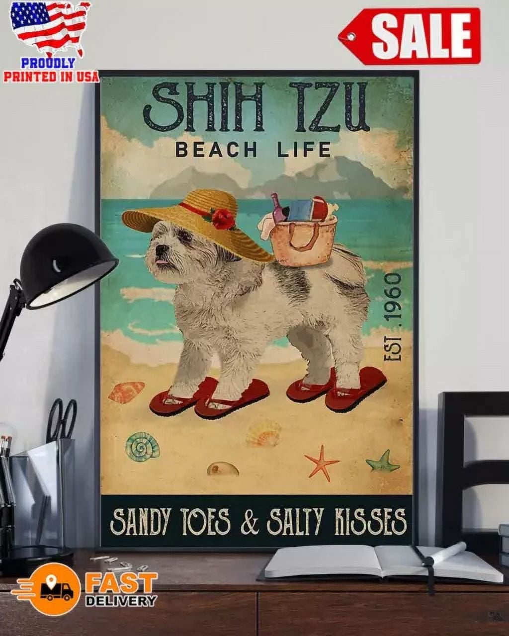 Kna Prints - Shih Tzu Beach Life Sandy Toes And Salty Kisses Dog Poster ...