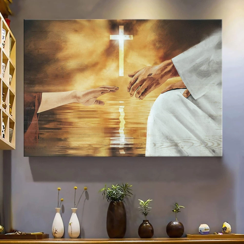 Kna Prints - Shining Cross - Reach Out Your Hand Jesus Landscape Print ...