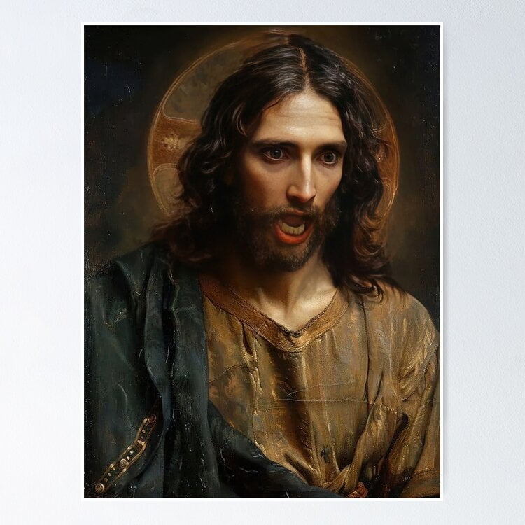 Kna Prints - Shocked Jesus Poster Wall Art Print For Home Decor, Living ...