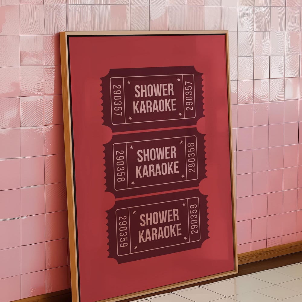 Kna Prints - Shower Karaoke Print Trendy Bathroom Poster Shower Print ...