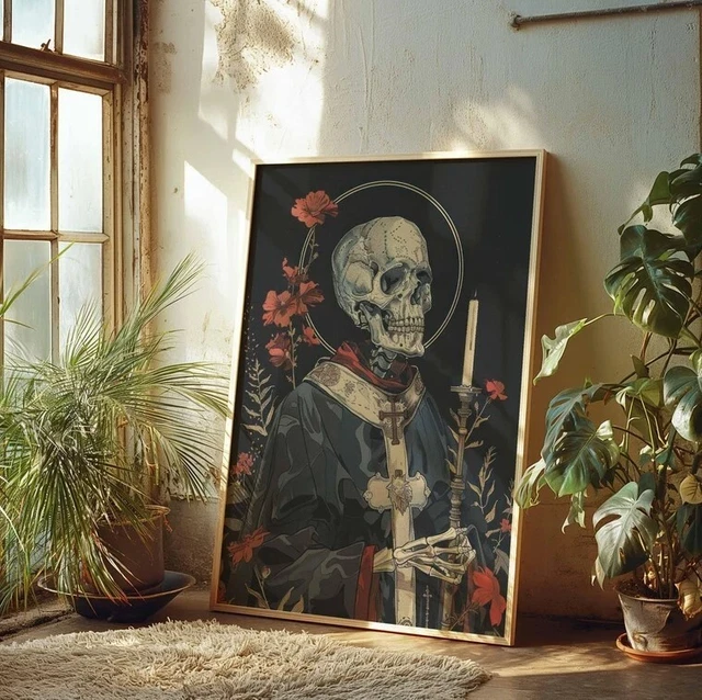 Kna Prints - Skeleton Saint Gothic Art Poster | Decor For Home Decor ...