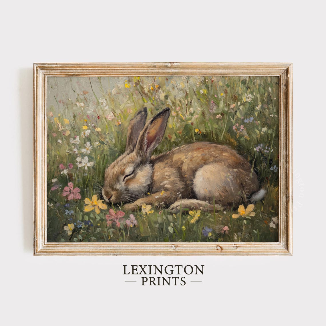 Kna Prints - Sleeping Bunny Print, Spring Wall Art, Wildflower Field ...