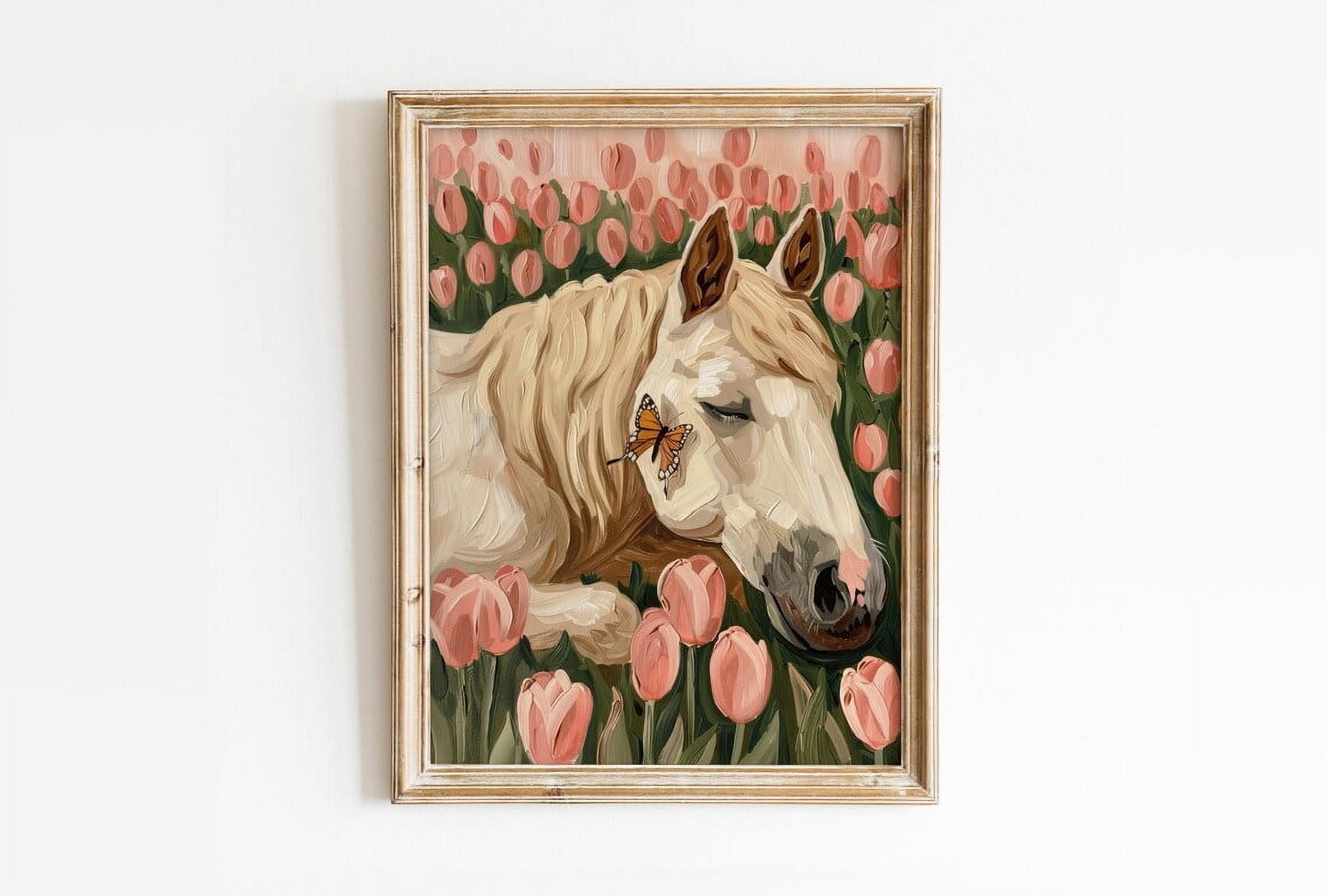 Kna Prints - Sleeping Horse And Butterfly Girly Wall Art, Trendy Animal ...
