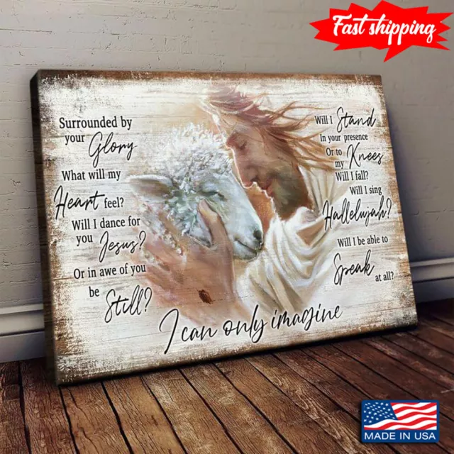 Kna Prints - Smiling Jesus Christ Cuddling Lamb Mercyme I Can Only ...