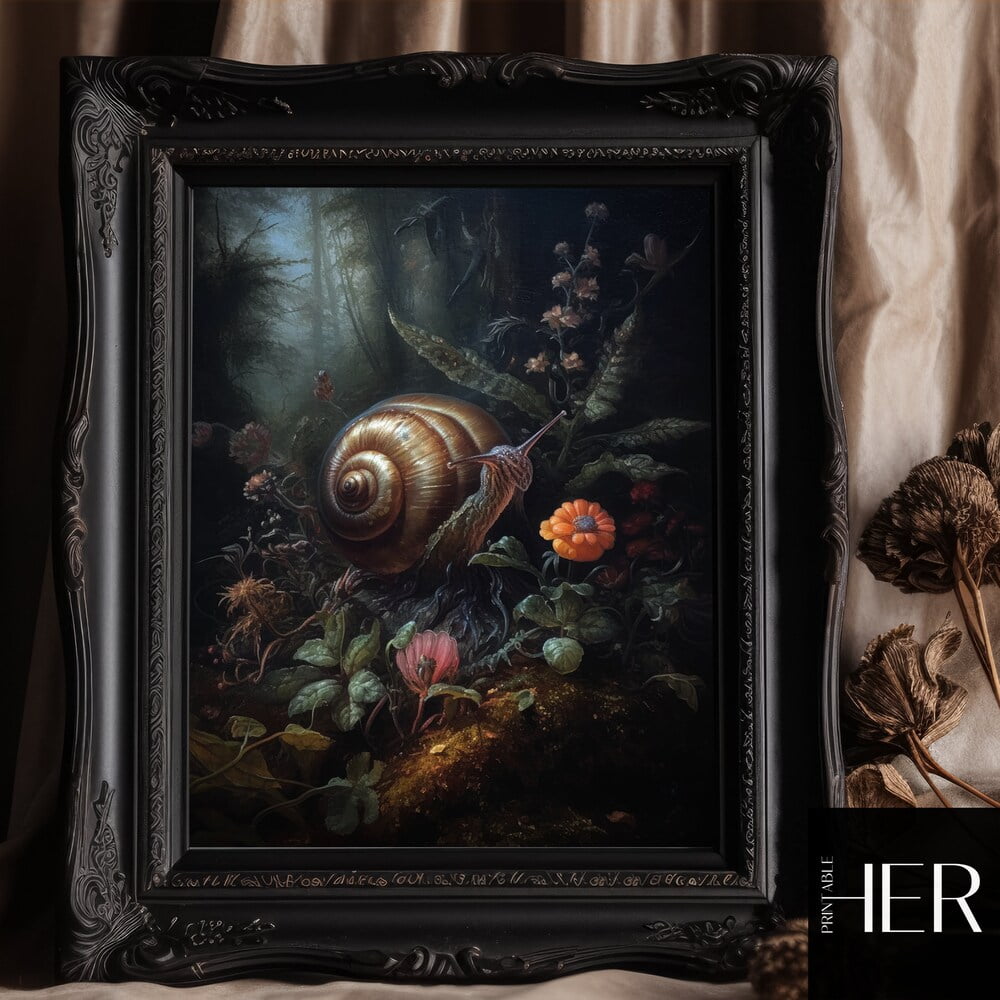Kna Prints - Snail In Woods Core Dark Cottagecore Academia Botanical ...