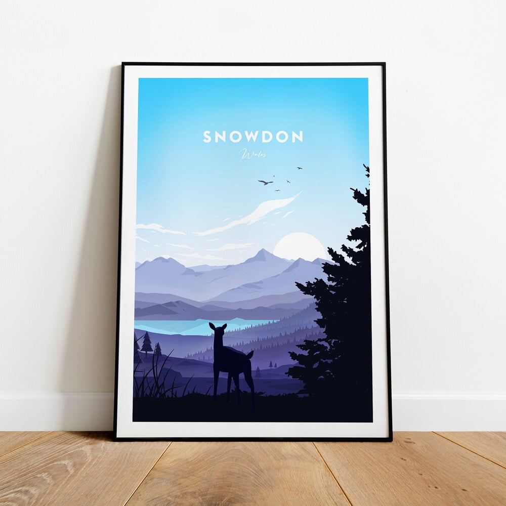 Kna Prints - Snowdon Traditional Travel Print - Wales, Swindon Poster ...