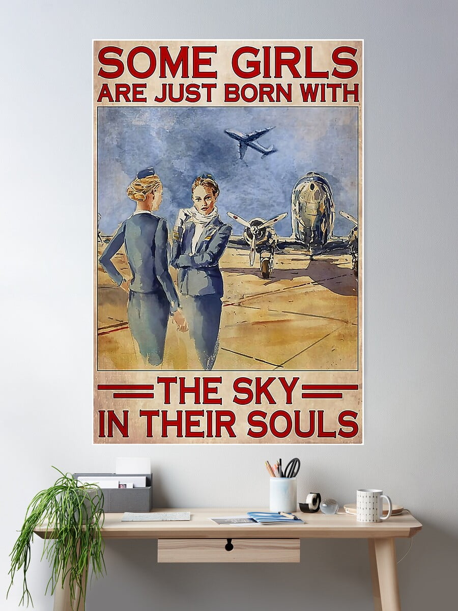 Kna Prints - Some Girls Flight Attendant Poster , UNFRAMED-24x36 ...