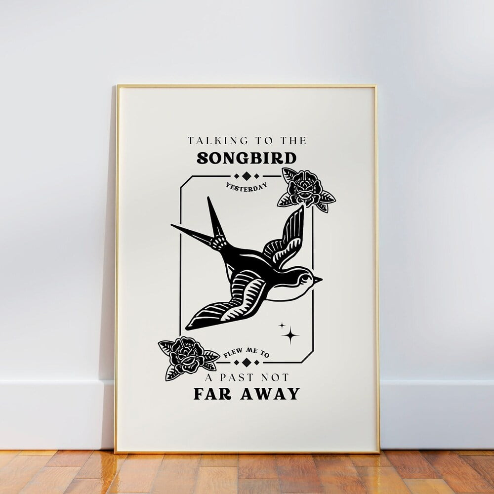 Kna Prints - Songbird Lyric Print Tarot Card Printable Poster Music Wall Art Indie Rock Poster ...