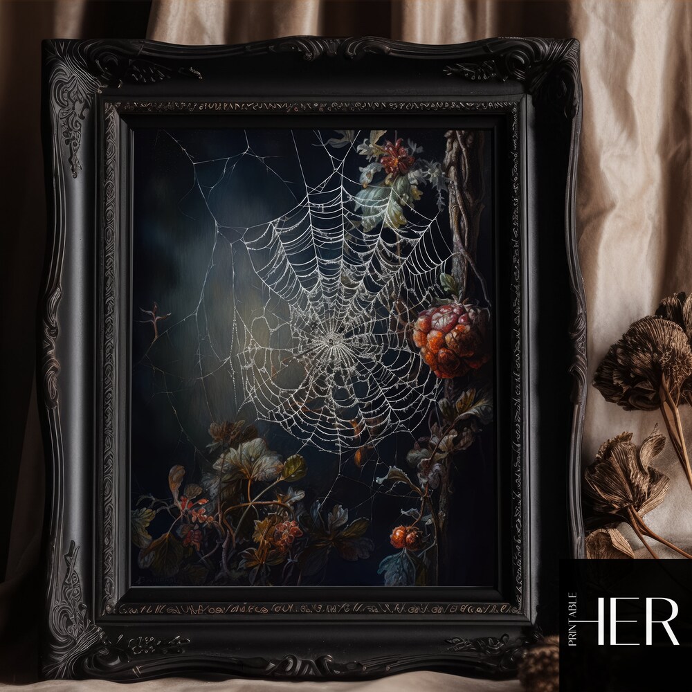 Kna Prints - Spider Web In Deep Forest Core Dark Cottagecore Academia ...
