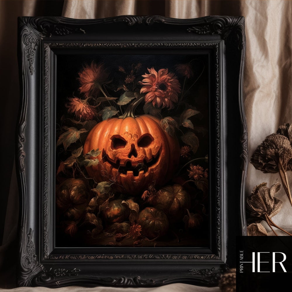 Kna Prints - Spooky Halloween Pumpkin Creepy Jack O Lantern Dark ...