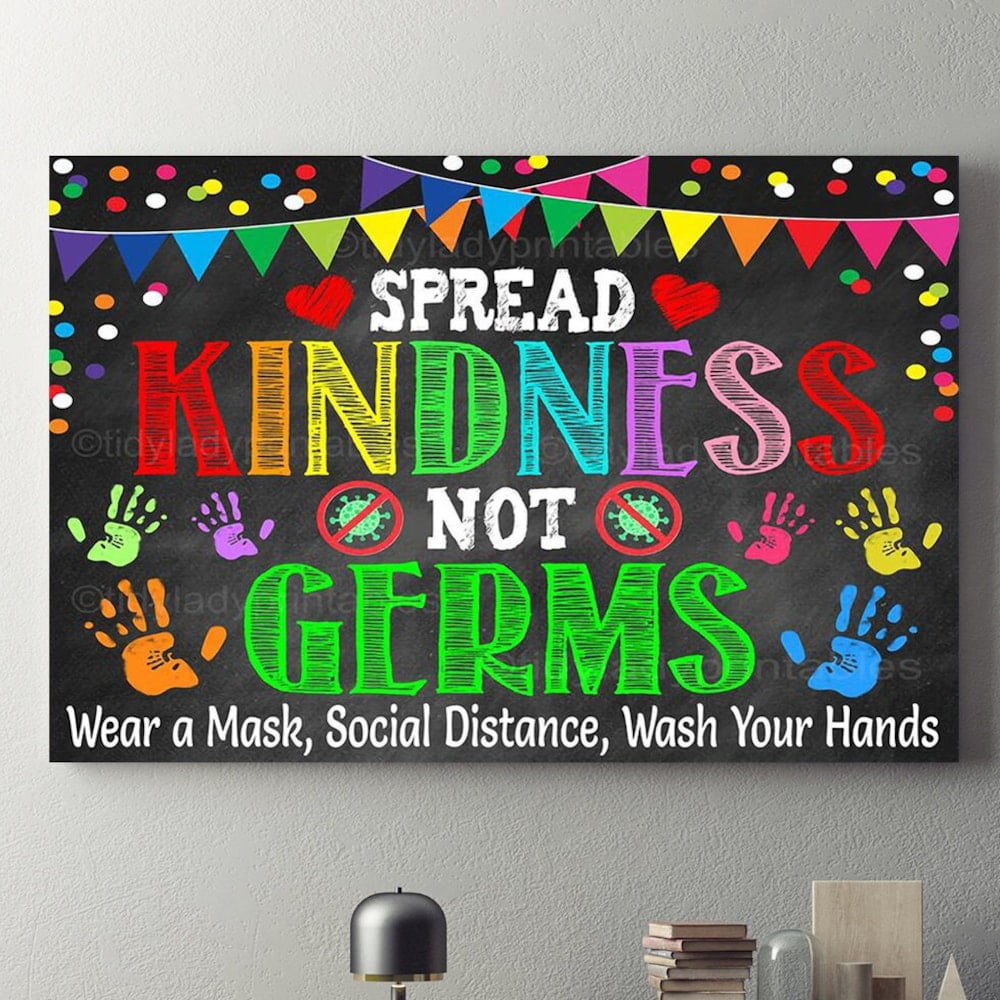 Kna Prints - Spread Kindness Not Germs School Health Safety Poster ...
