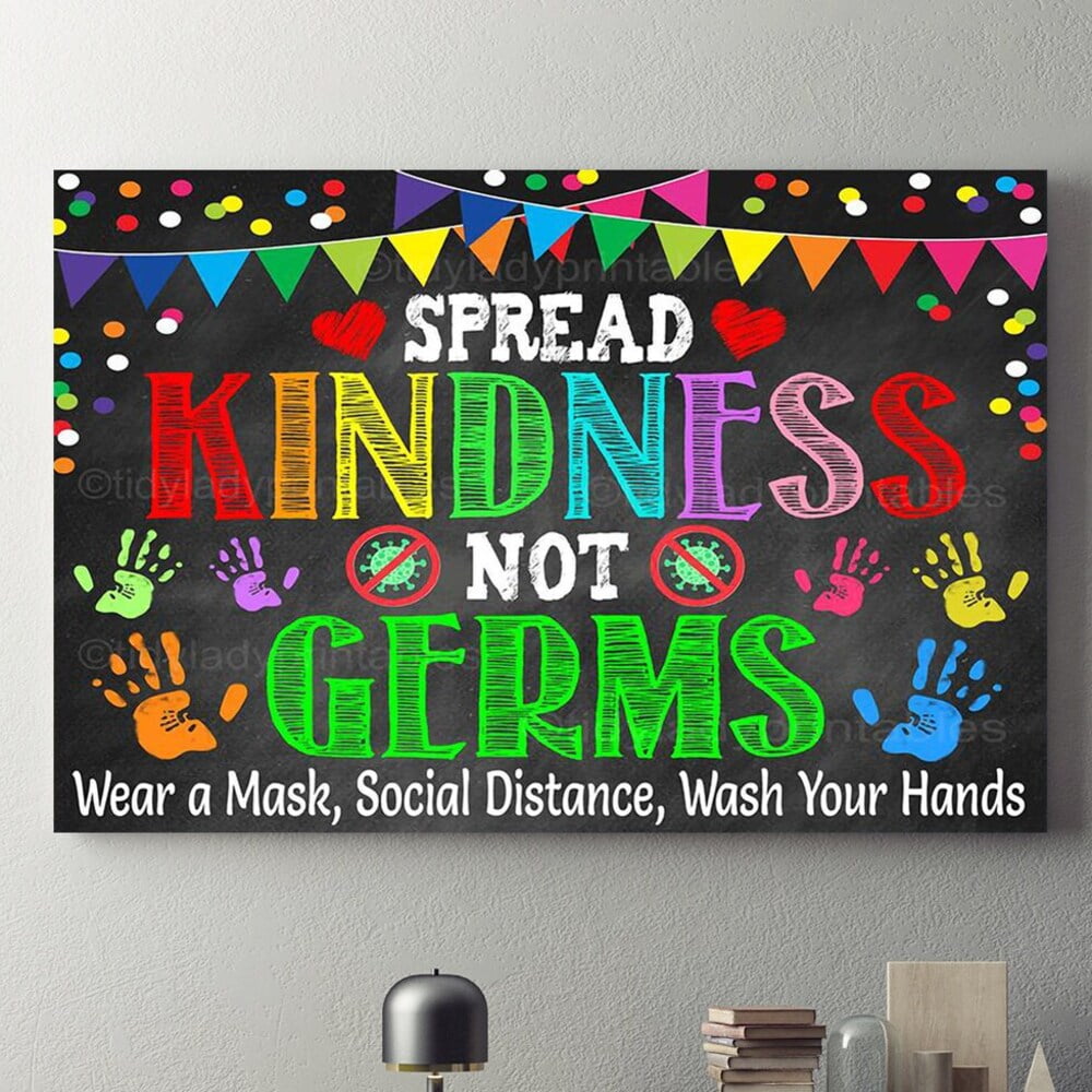 Kna Prints - Spread Kindness Not Germs School Health Safety Poster ...