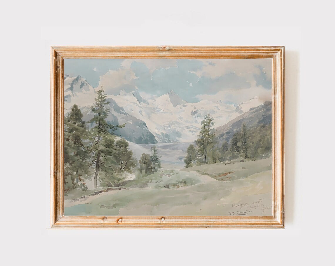 Kna Prints - Spring Country Oil Painting, Vintage Stream Landscape ...