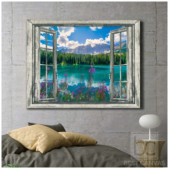 Kna Prints - Spring L Art Blue Lake And Mountains Scenery Through ...