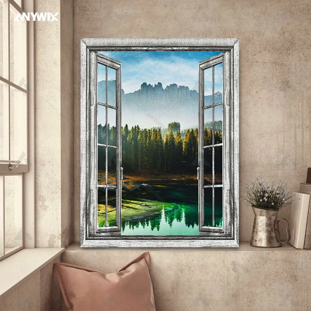 Kna Prints - Spring L Art Lake And Tree In Cloudy Day Through Rustic ...