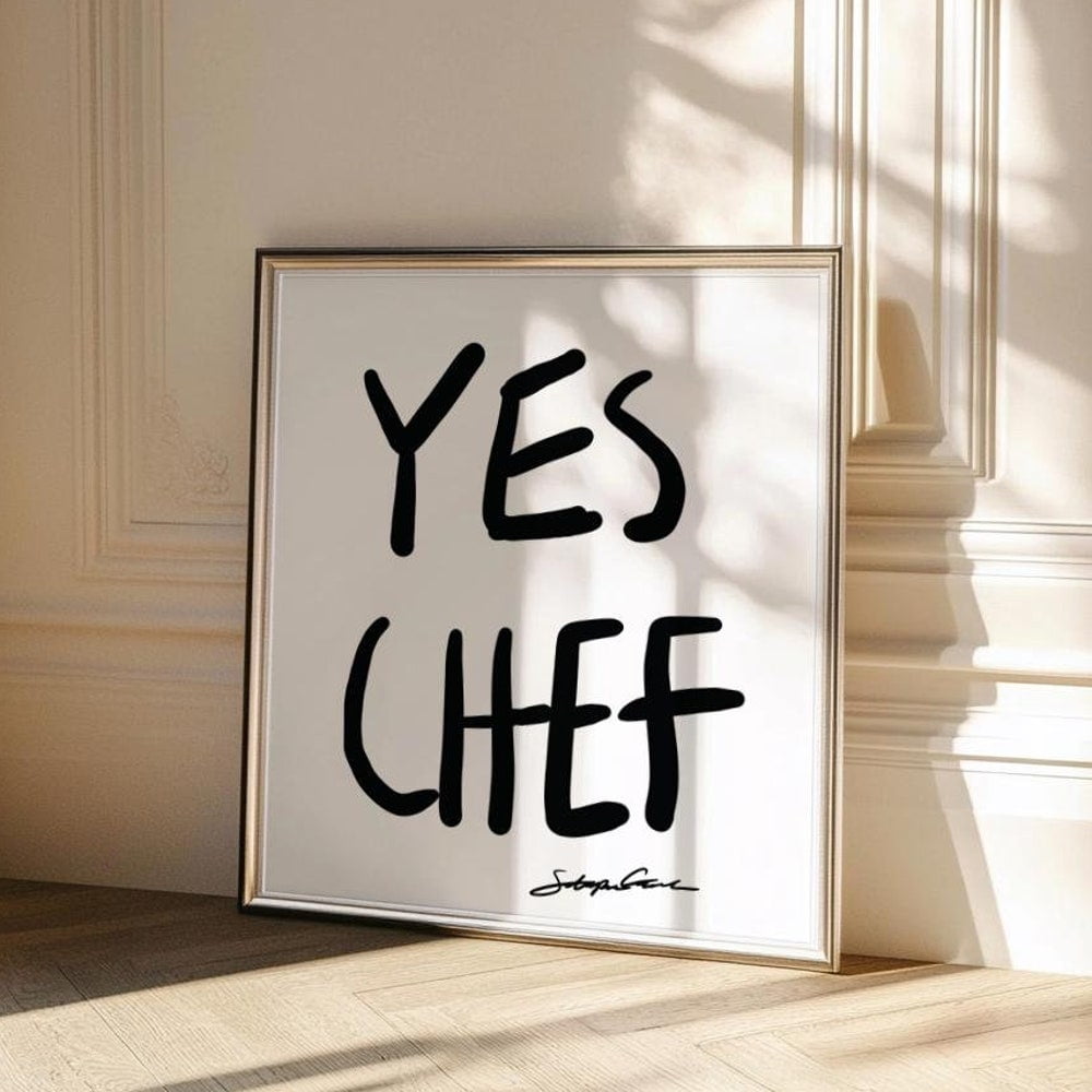 Kna Prints - Square Yes Chef Print, Kitchen Art, Mid Century Modern ...