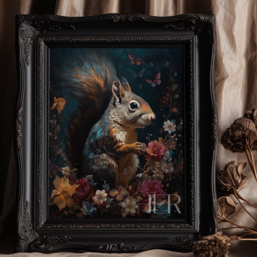 Kna Prints - Squirrel In Dark Forest Core Cottagecore Academia Gothic ...
