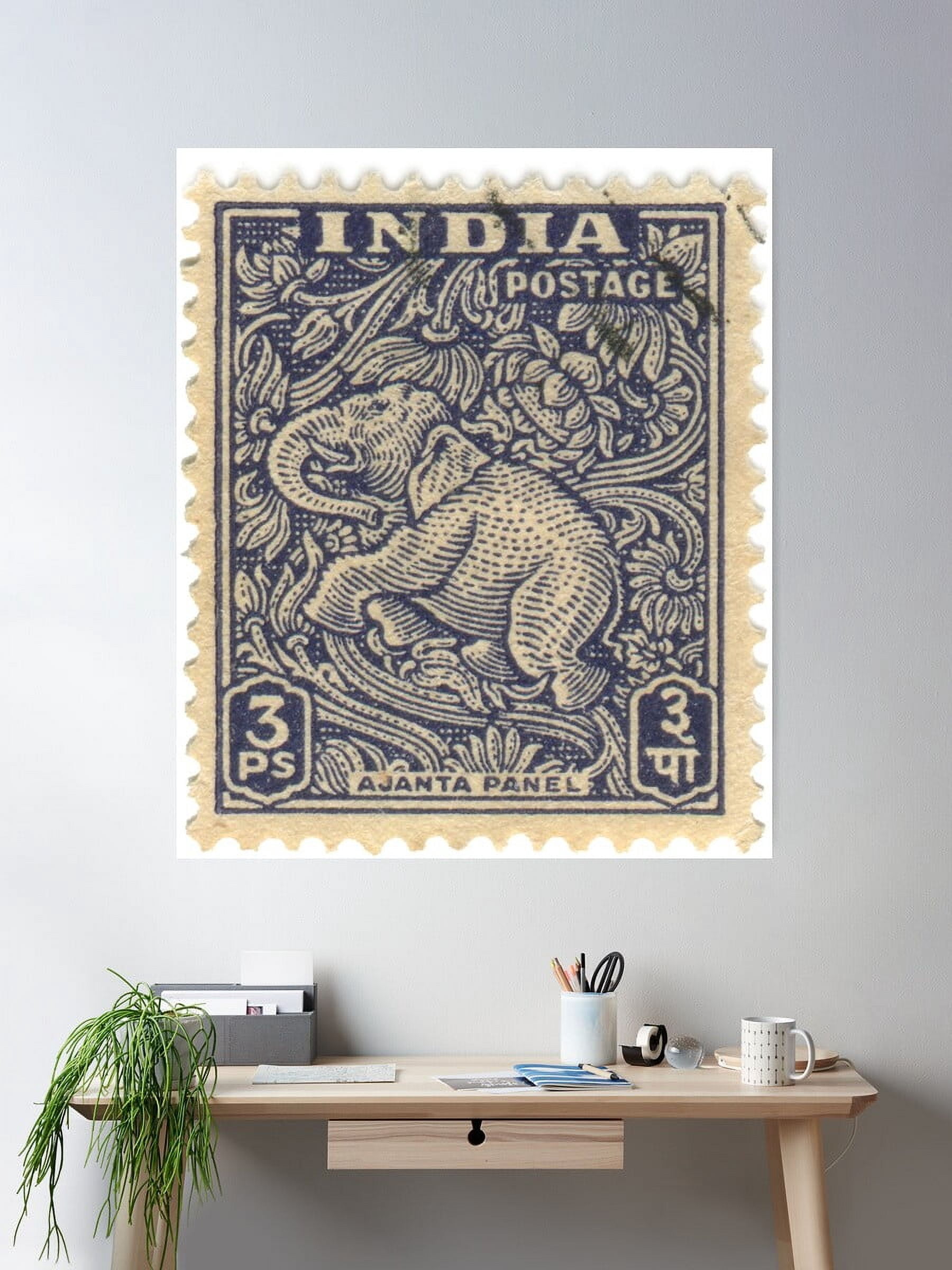 Kna Prints - Stamp - India - Elephant - 3Ps Poster Wall Art, Modern ...