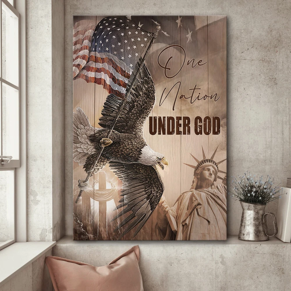 Kna Prints - Statue Of Liberty, Eagle, Us Flag, One Nation Under God ...