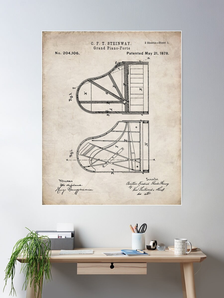 Kna Prints - Steinway Grand Piano Patent - Piano Player Art - Antique ...