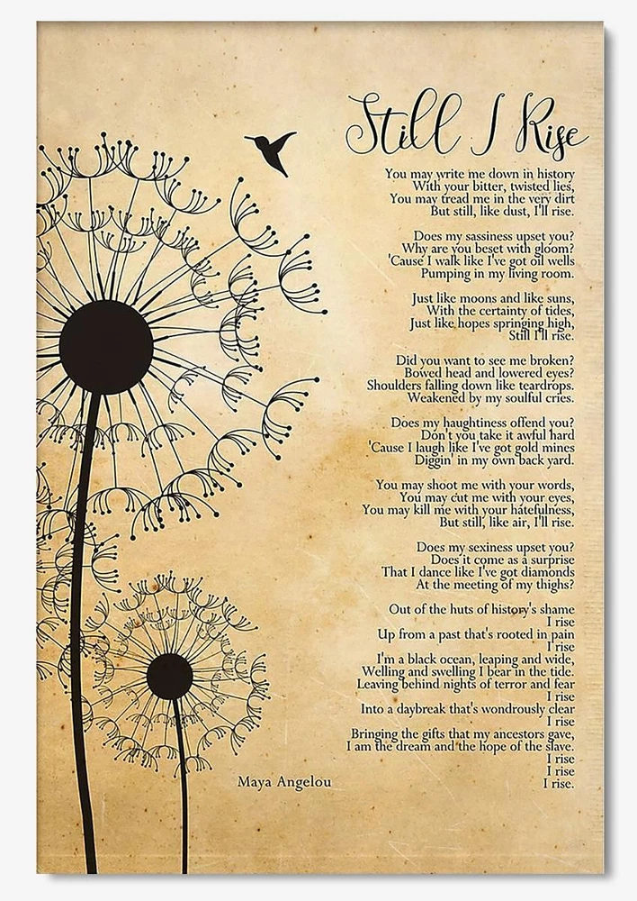 Kna Prints - Still I Rise Maya Angelou Poem Vintage Motivation Quote ...