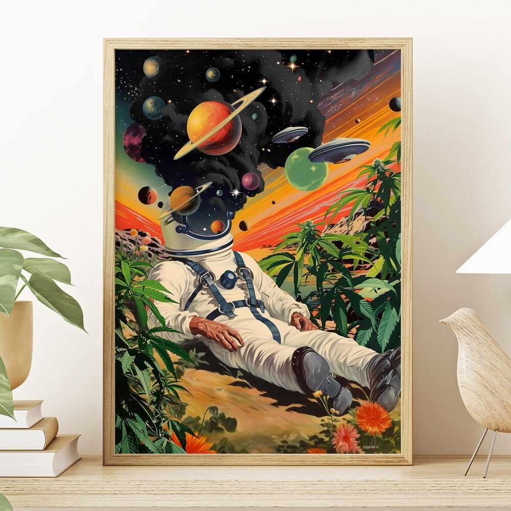 Kna Prints - The Stoned Astronaut Poster Home Decor, Vintage Poster ...