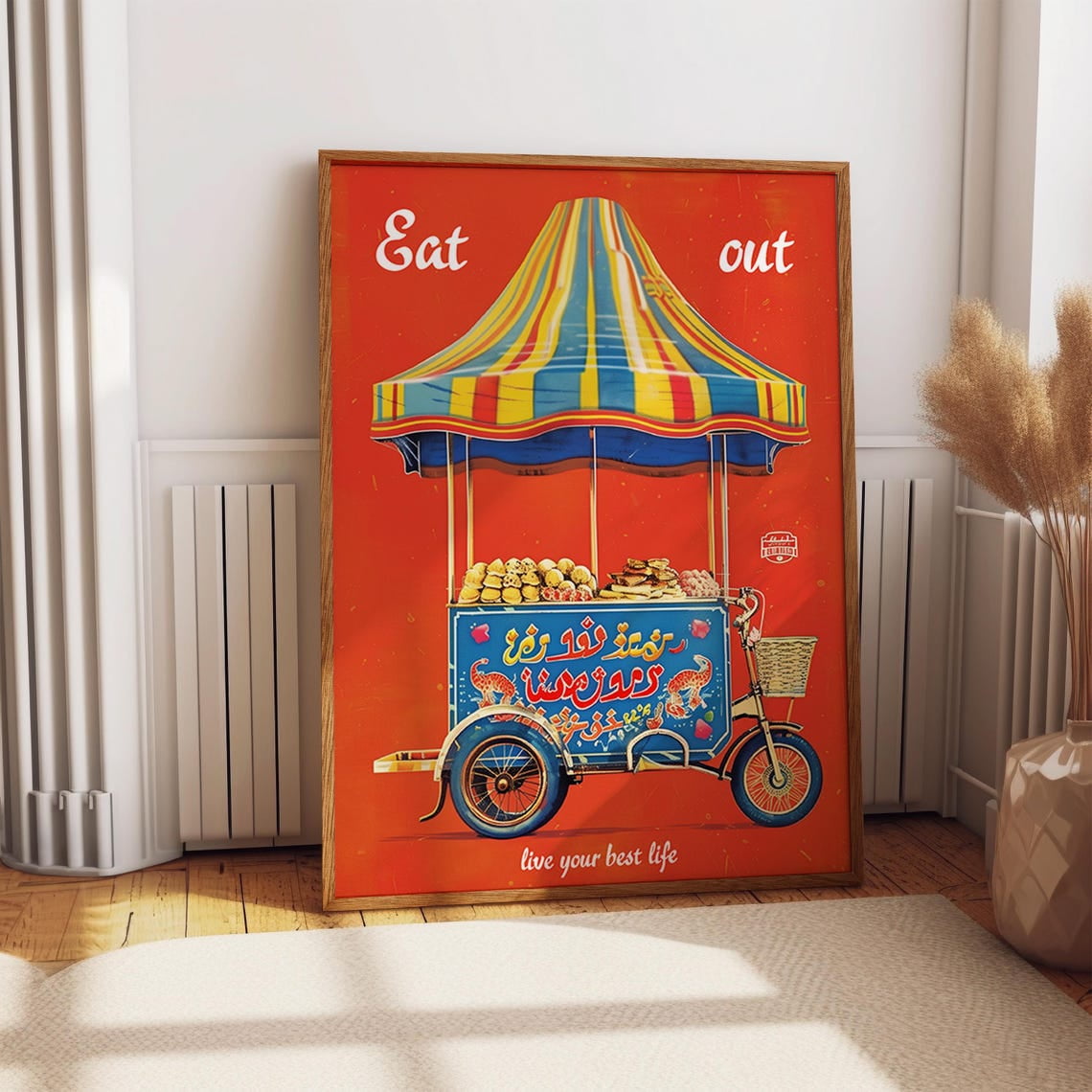 Kna Prints - Street Food Cart Art Printcolorful Retro Eatery Wall Decor ...