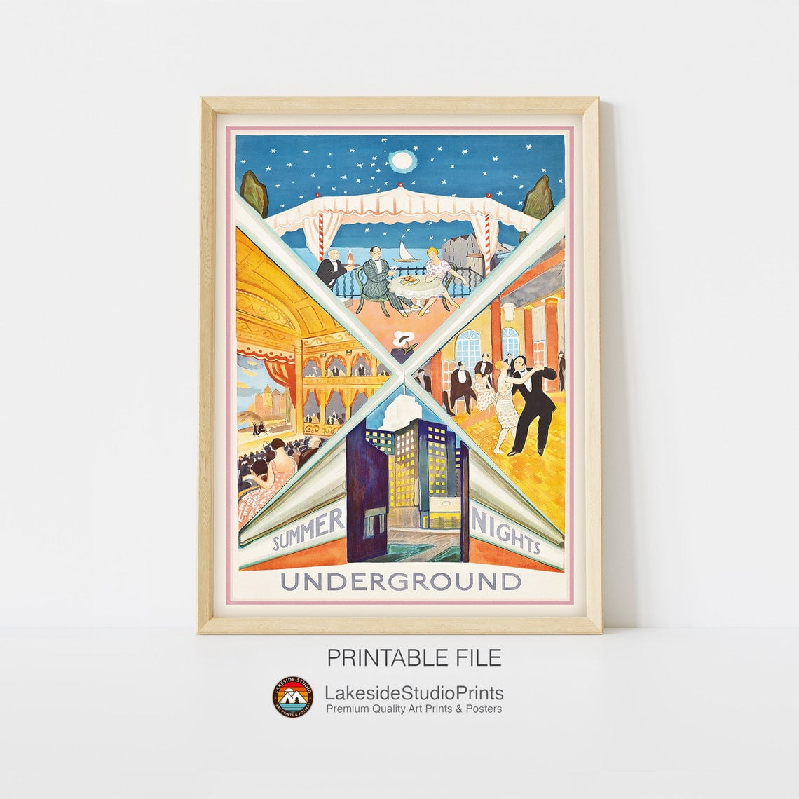 Kna Prints - Summer Nights Underground Retro Travel Poster Instant ...