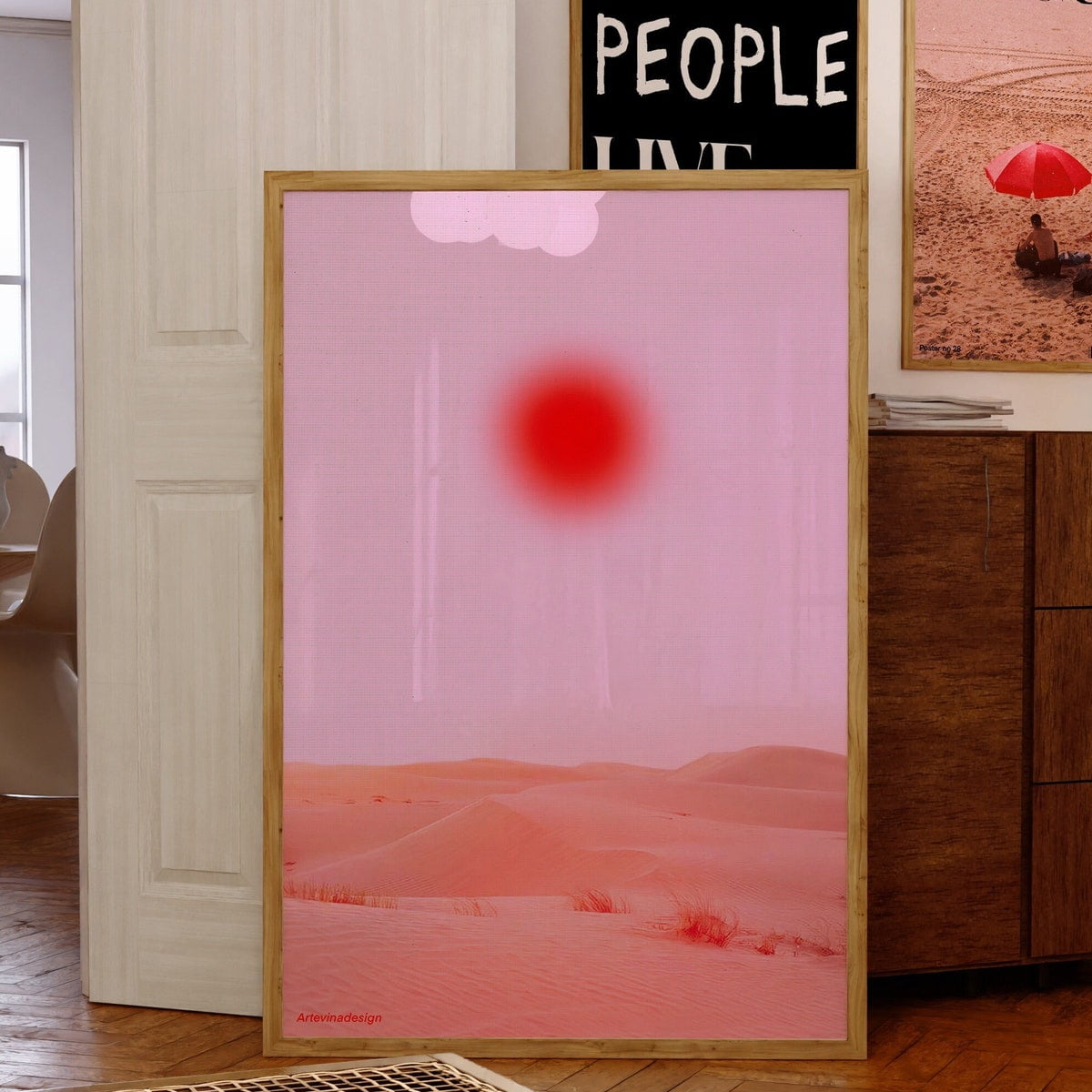 Kna Prints - Sun Poster, 70S Wall Print, Orange Wall Art, Desert Poster ...