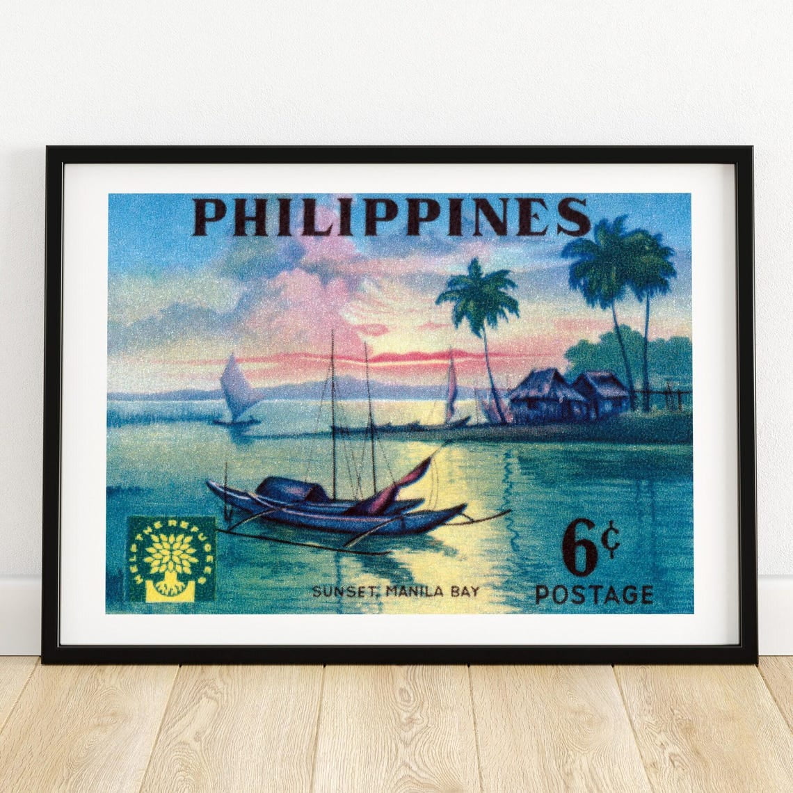 Kna Prints - Sunset Manila Bay - Vintage Filipino Art - Postage Stamp ...