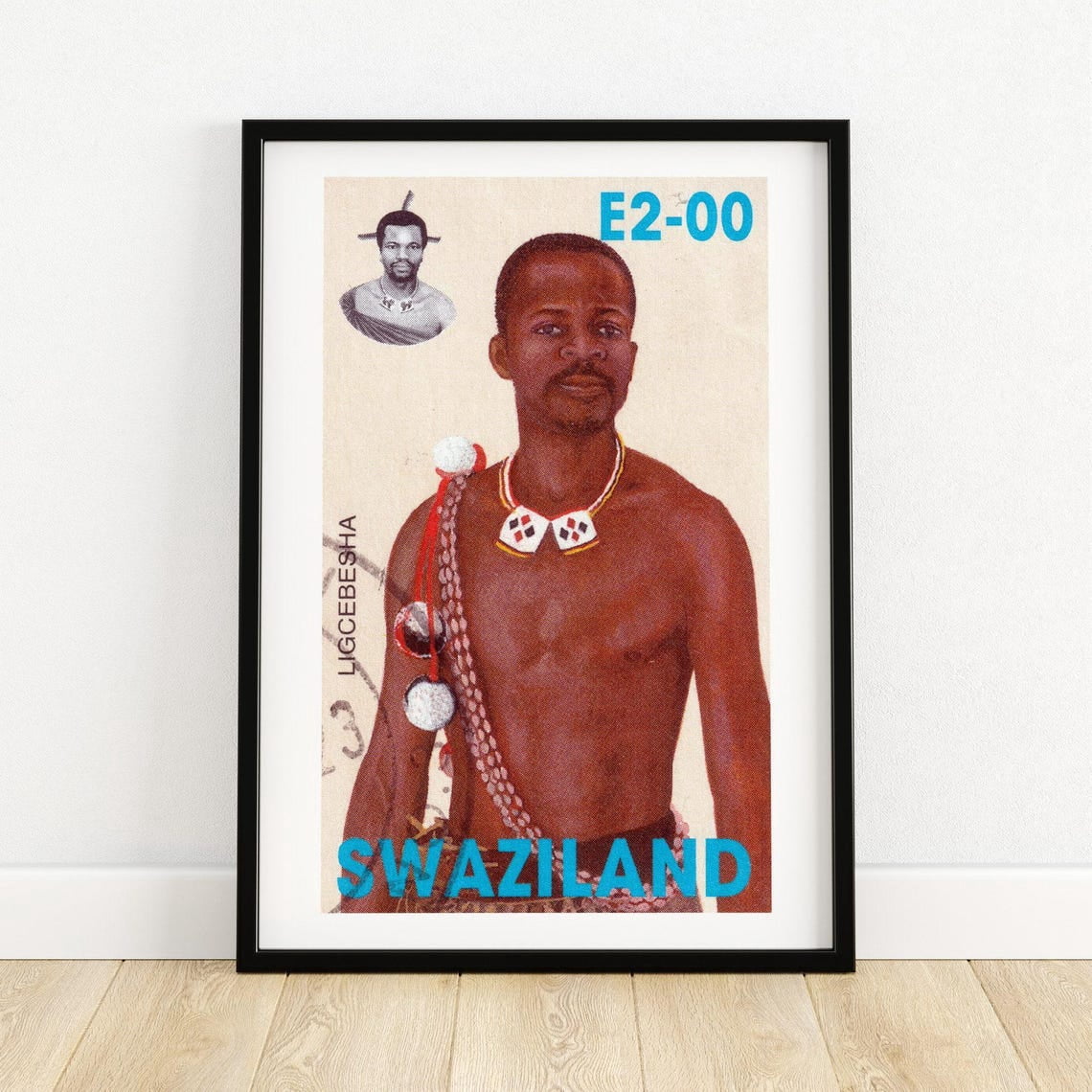 Kna Prints - Swaziland Man - Vintage Swaziland Art - Postage Stamp ...
