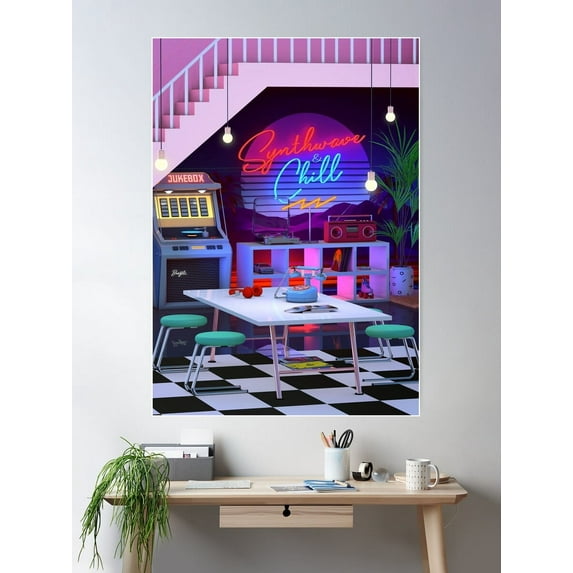 Kna Prints - Synthwave And Chill Poster, UNFRAMED-12x18 - Walmart.com