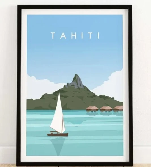 Kna Prints - Tahiti Poster | Tropical Travel Print | French Polynesia ...