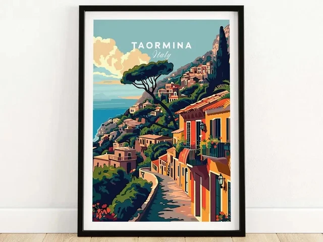 Kna Prints - Taormina Travel Poster Sicily Italy Travel Poster For Home ...
