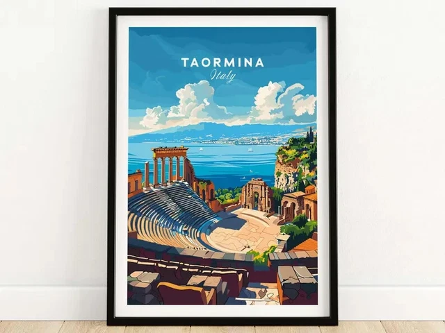 Kna Prints - Taormina Travel Print Sicily Italy Travel Poster Taormina ...