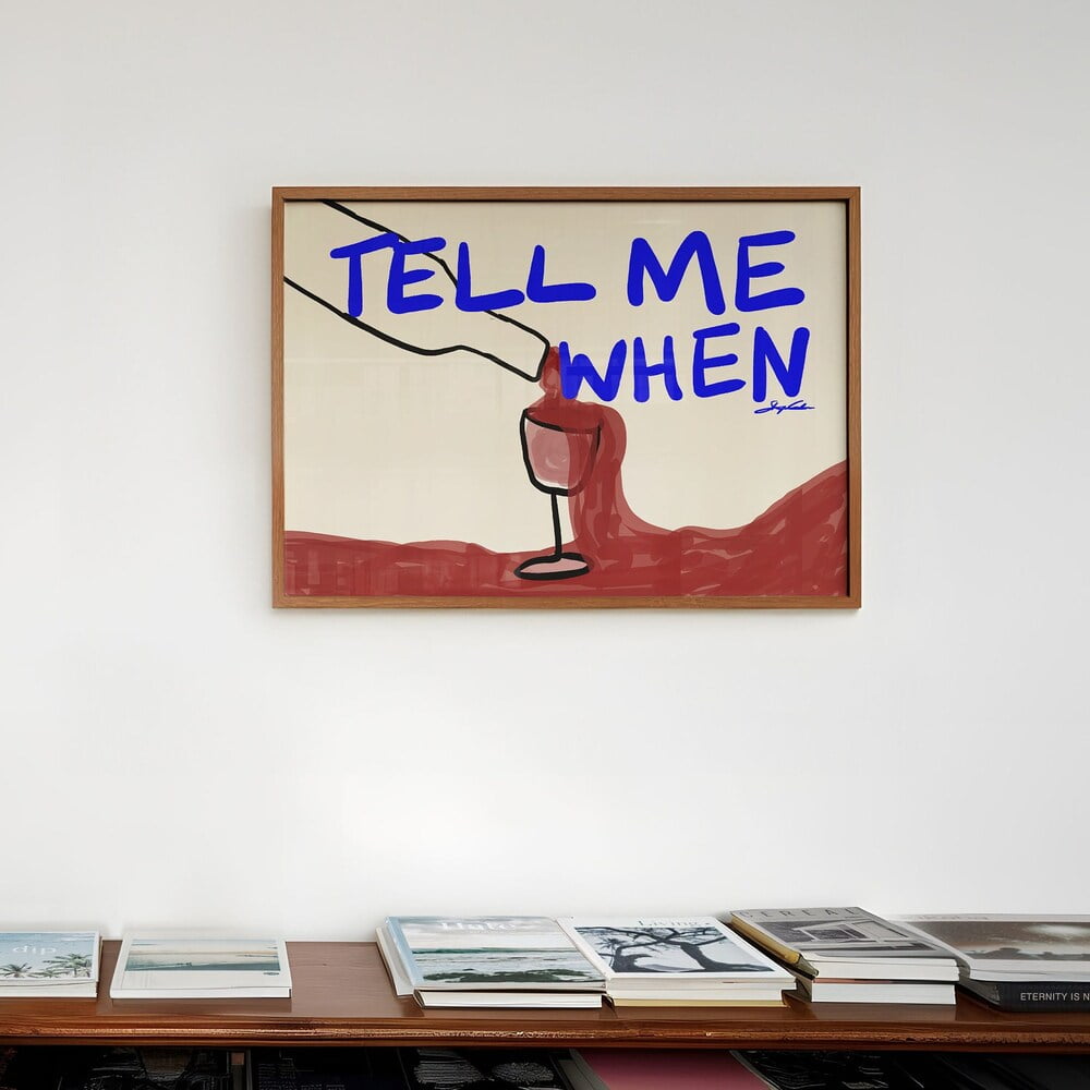 Kna Prints - Tell Me When Horizontal Wine Print, Retro Wine Print, Bar Cart Art, Retro Cocktail ...