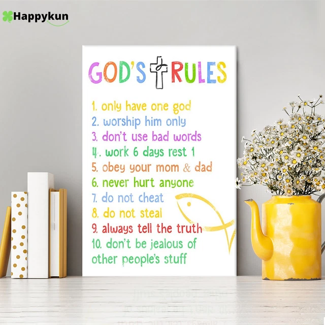 Kna Prints - Ten Commandments L Artor Kids - Gods Rules Ecorr - Kids Wall For Home Decor, Living ...
