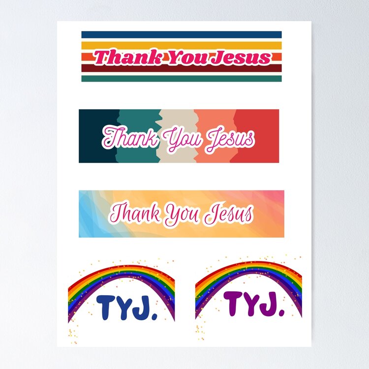 Kna Prints - Thank You Jesus Sticker Set / Tyj Poster Wall Art Print ...
