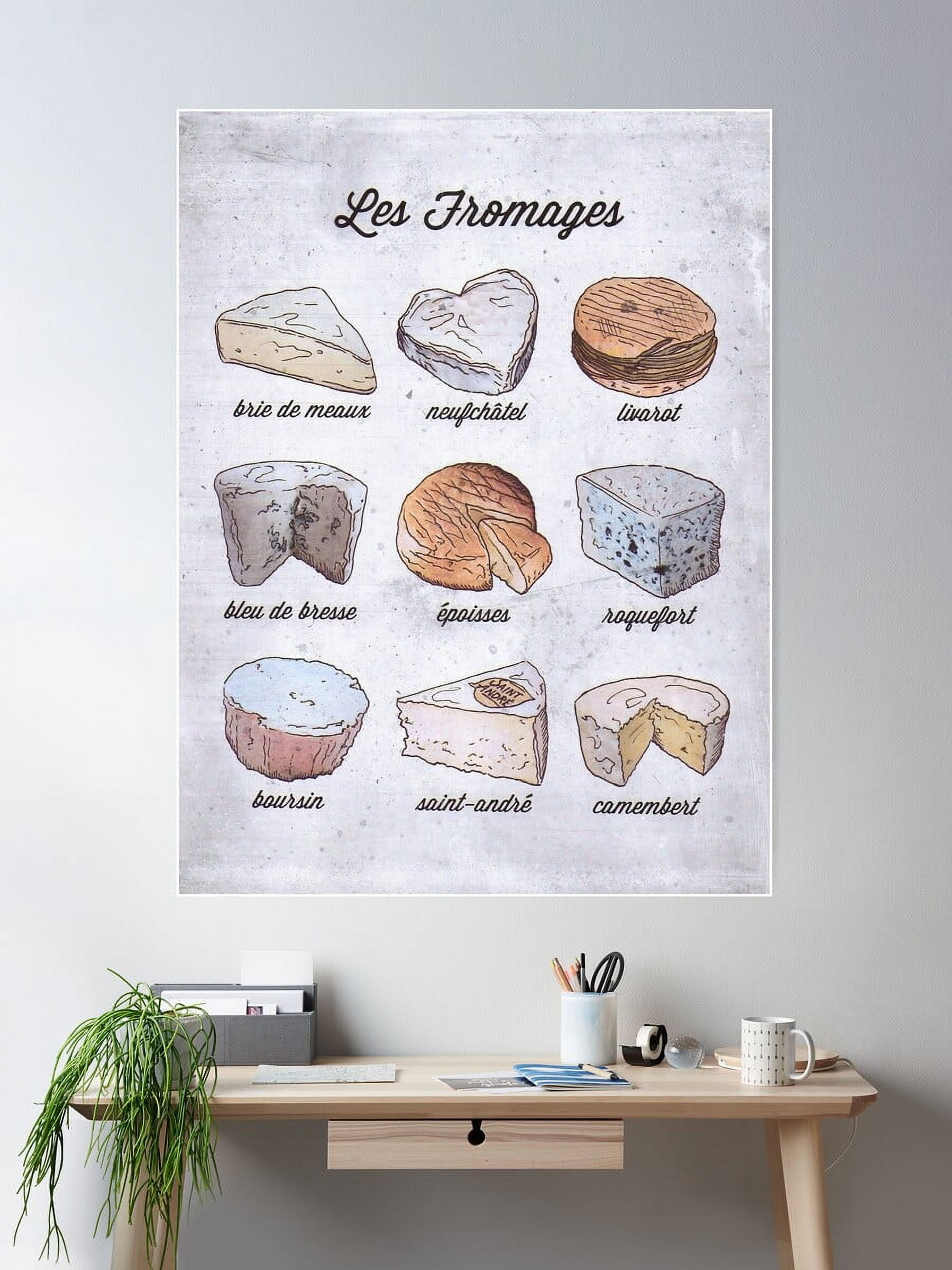 Kna Prints - The Cheeses Of France Vintage French Cheese Guide Poster ...
