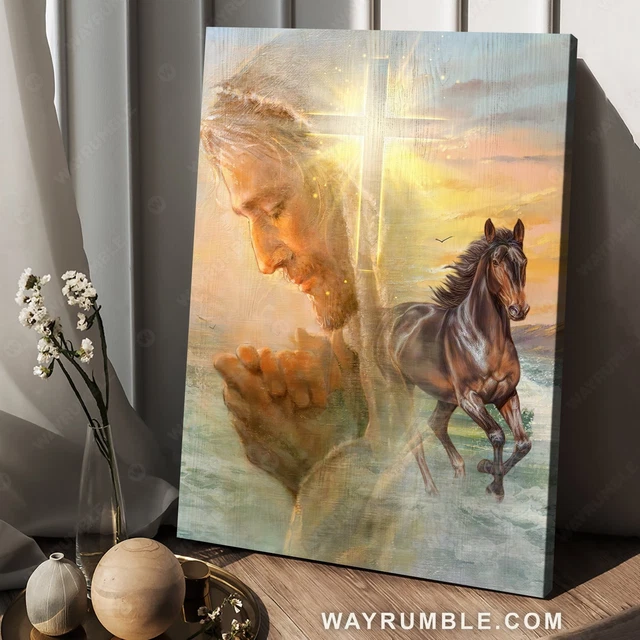 Kna Prints - Theace Of Jesus, Prayor Healing, Brown Horse, Cross Symbol ...