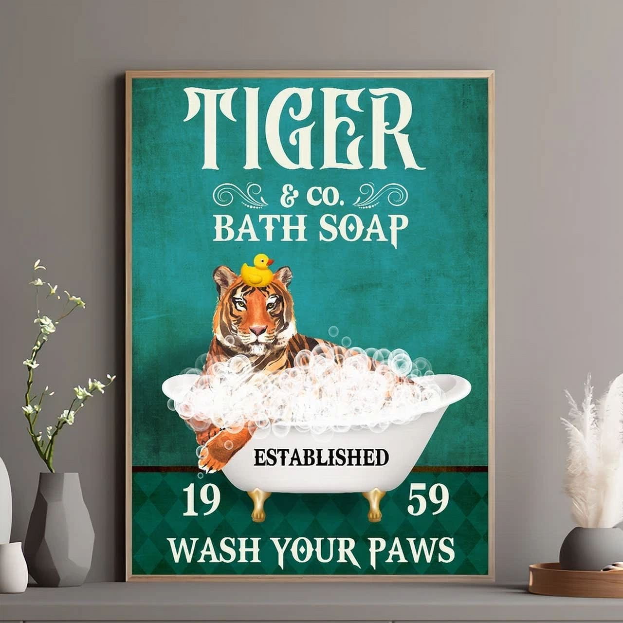 Kna Prints - Tiger Bath Soap Wash Your Paws Poster Print Art Vintage Unframed For Home Decor ...