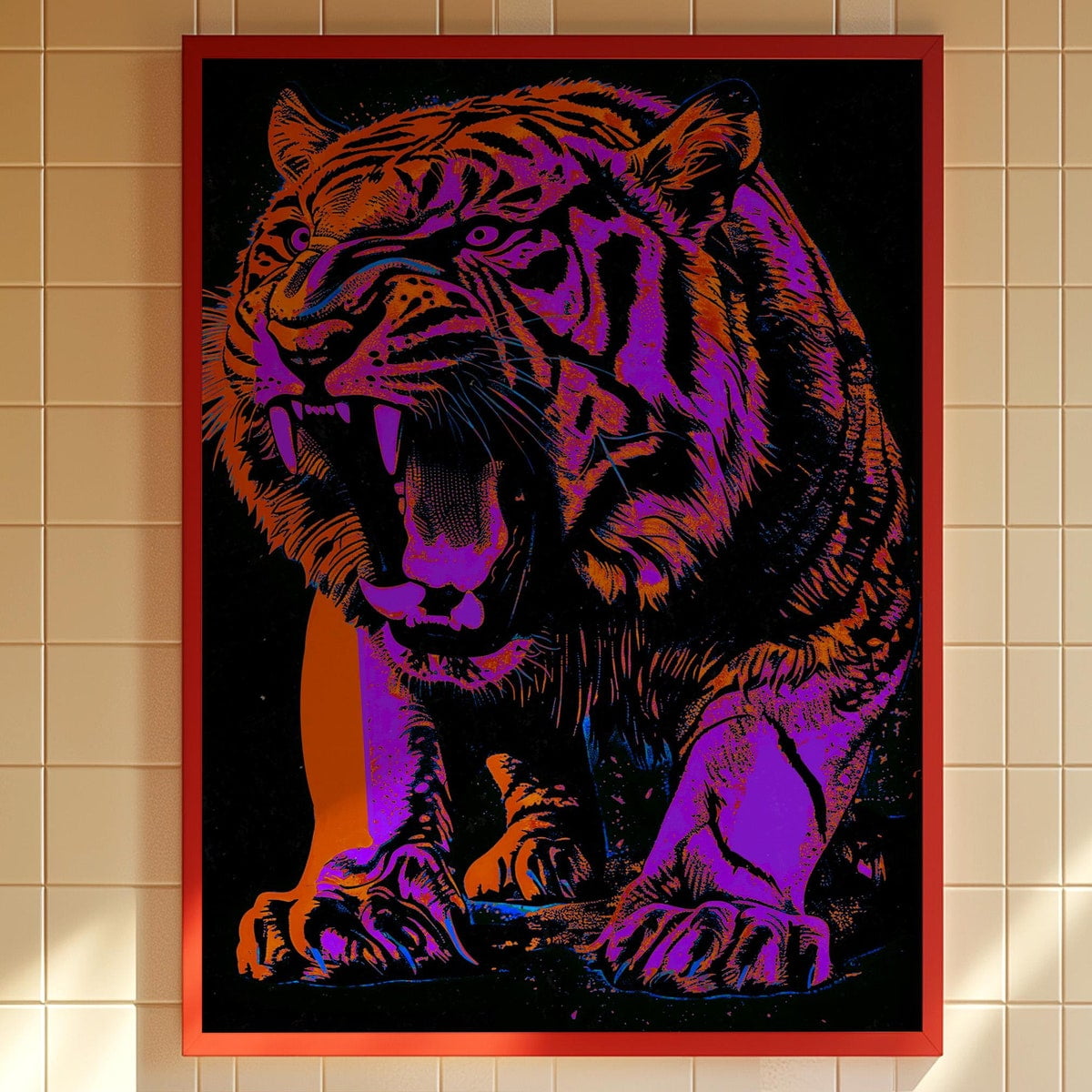 Kna Prints - Tiger Poster, Maximalist Wall Art, Black Wall Art, Home ...