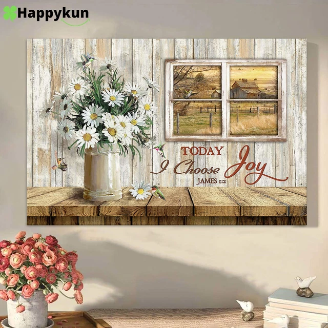 Kna Prints - Today I Choose Joy Daisy Vase Window L Art - Bible Verse ...