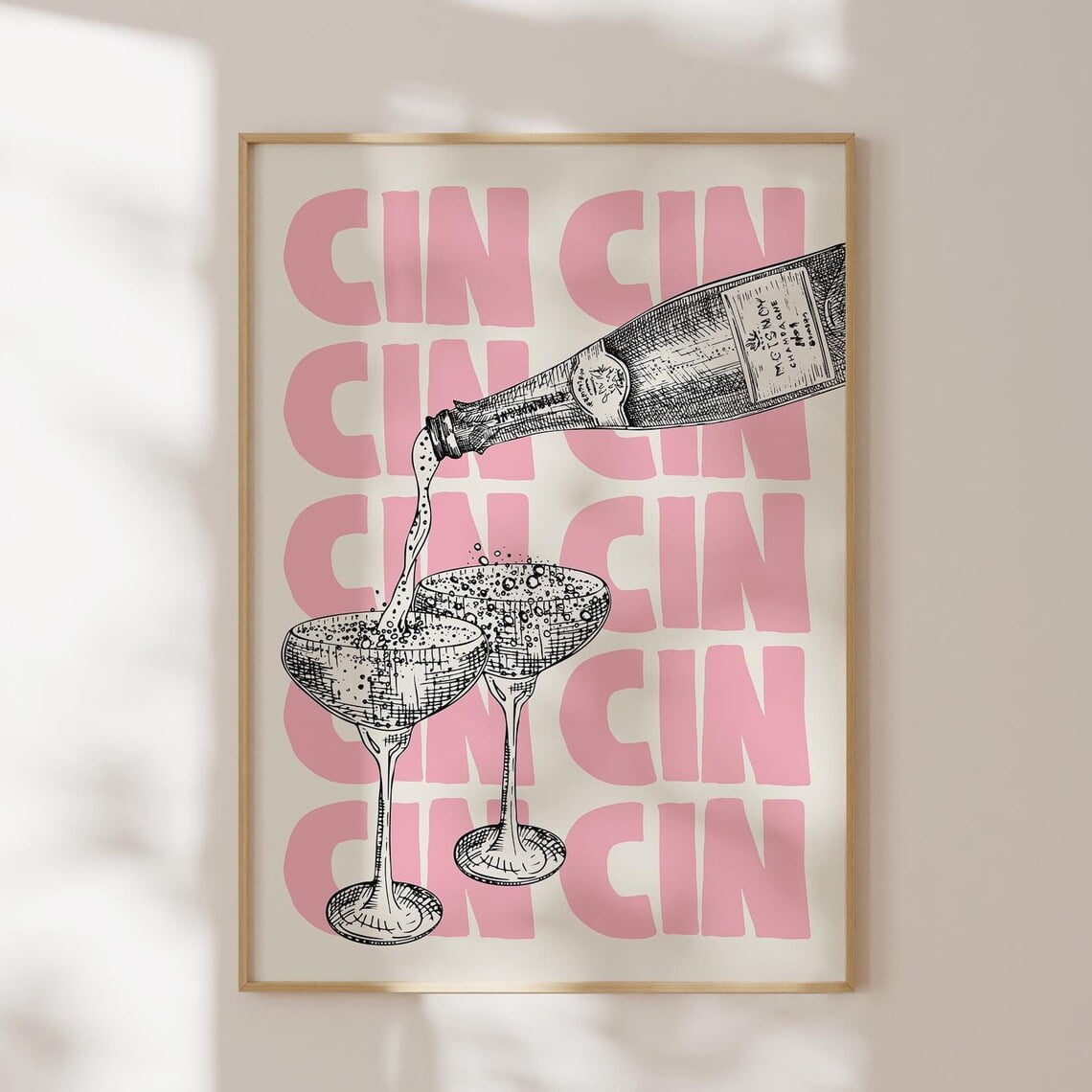Kna Prints - Trendy Cin Cin Print, Bar Cart Decor, Cheers , Cocktail Print, Vintage Drink ...