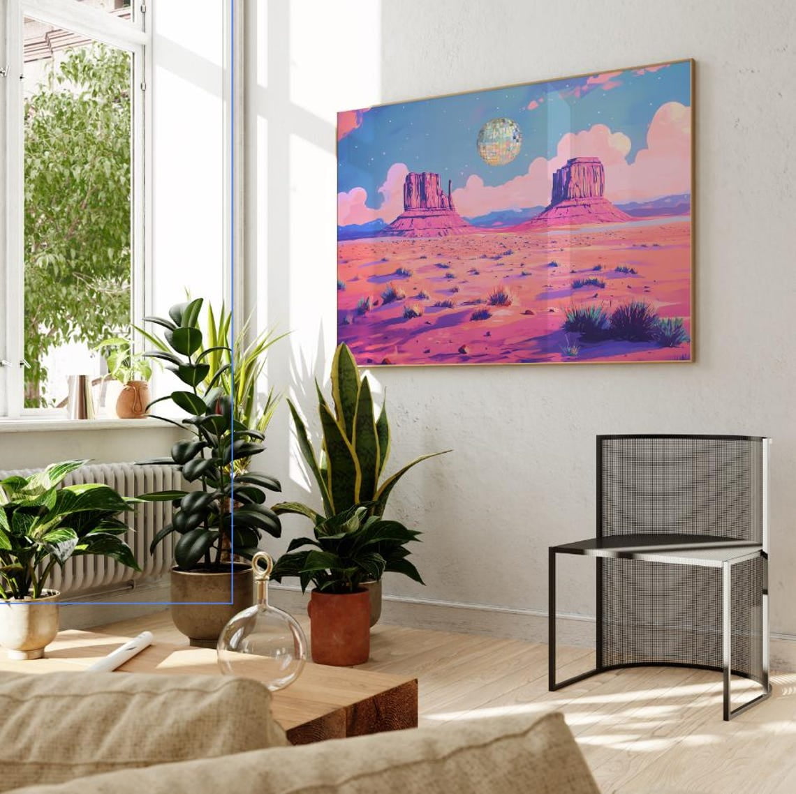 Kna Prints - Trendy Desert Landscape Scene Art, Disco Cactus Cowgirl ...