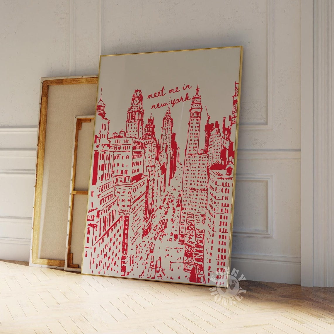 Kna Prints - Trendy Red Nyc Print, Retro New York City Poster, Meet Me ...