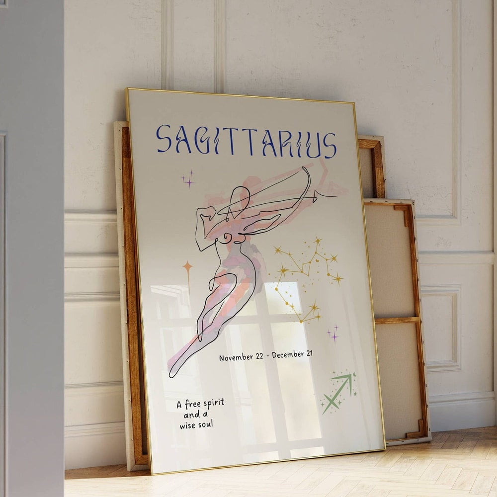 Kna Prints - Trendy Sagittarius Zodiac Sign Print, Star Sign Poster ...