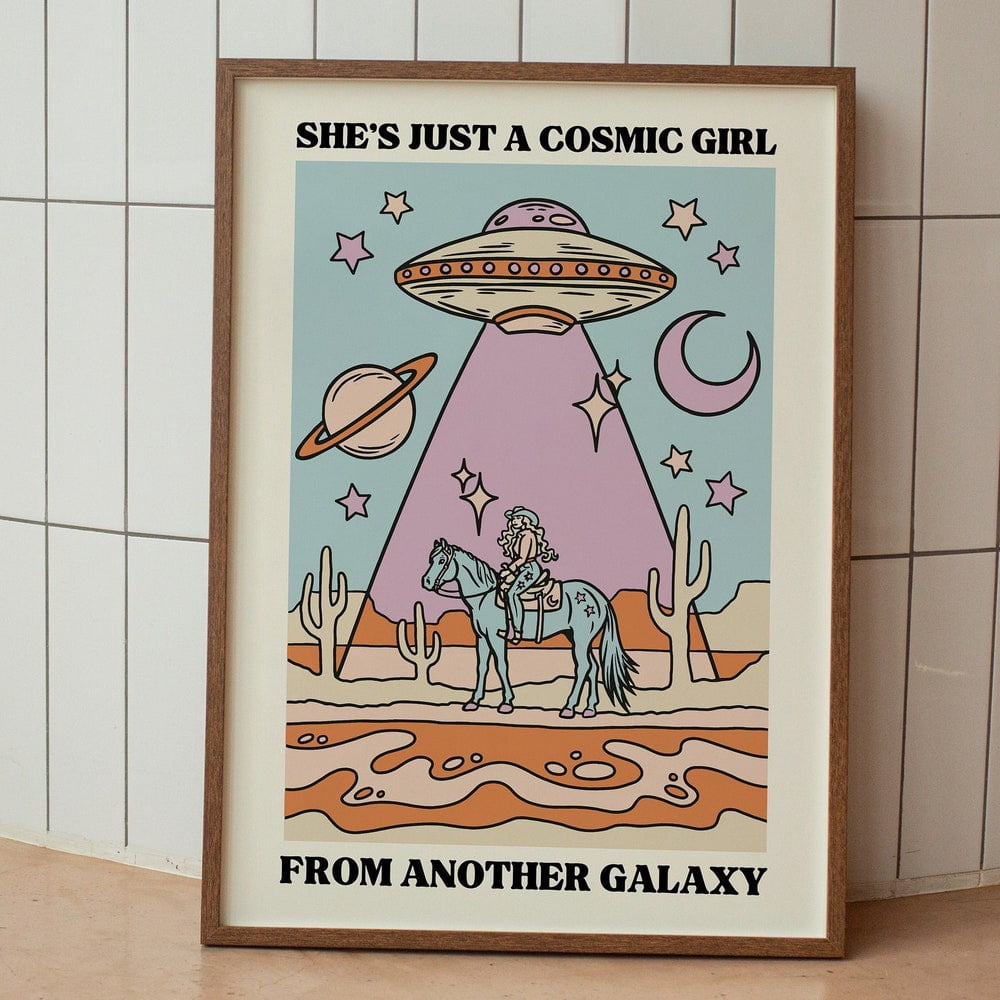 Kna Prints - Trendy Space Cowgirl Print Cosmic Cowgirl Retro Wall Art ...