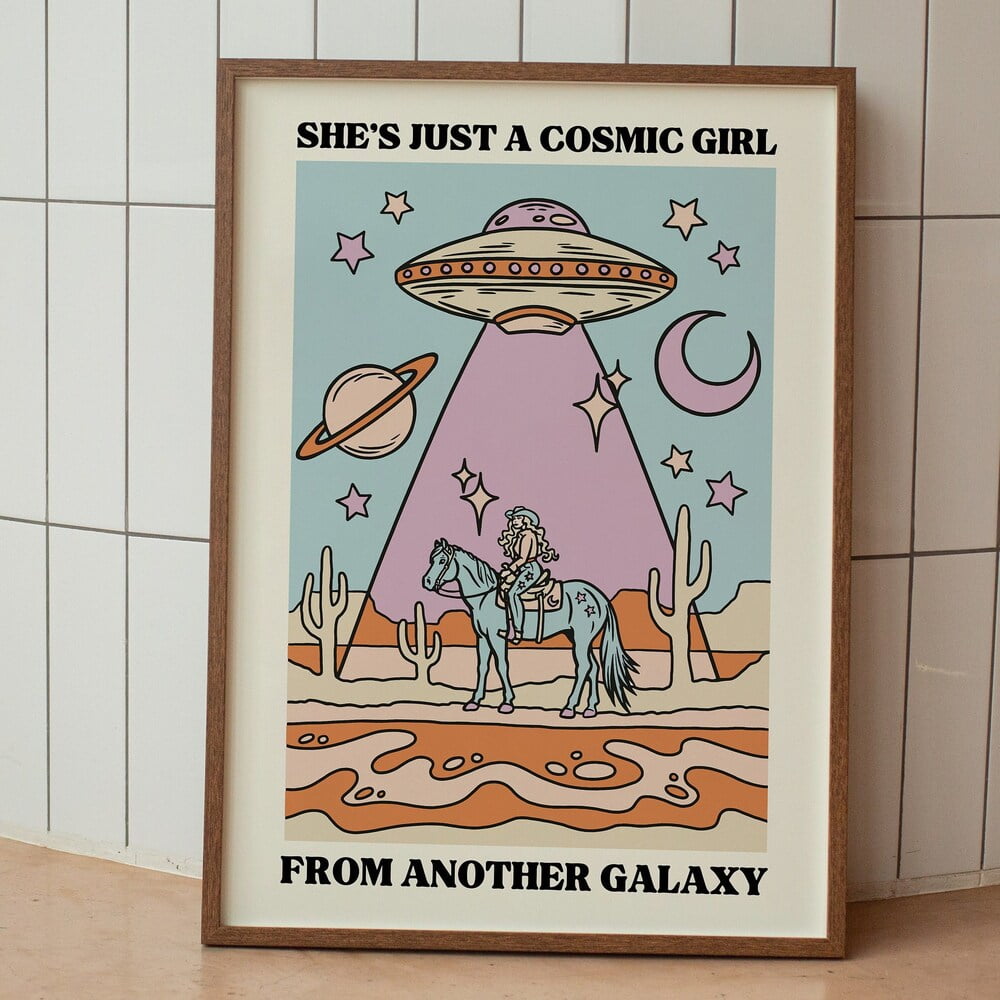 Kna Prints - Trendy Space Cowgirl Print Cosmic Cowgirl Retro Wall Art ...